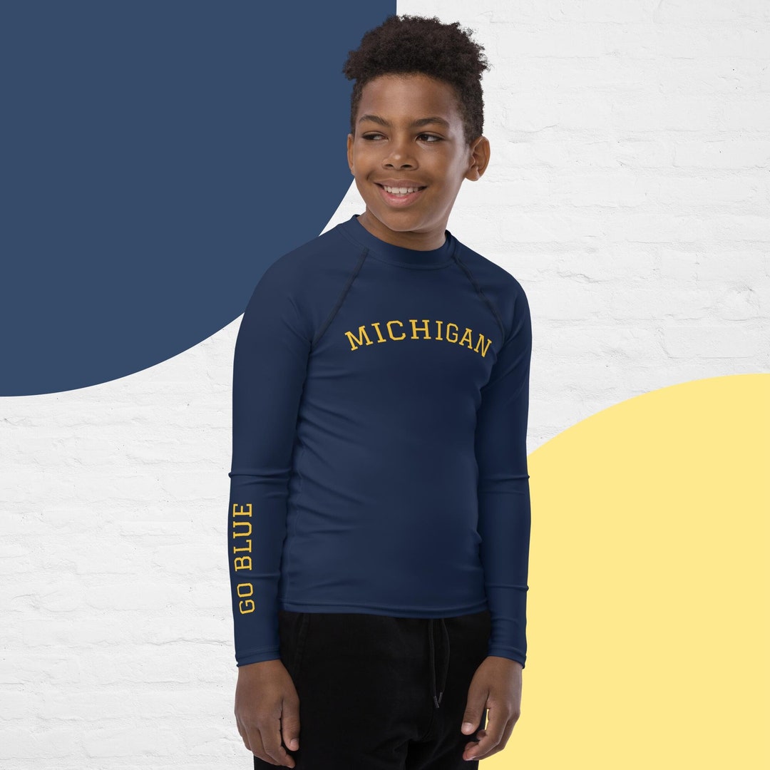 Michigan Wolverines Go Blue - Youth Rash Guard in Sizes 8-20 - Etsy