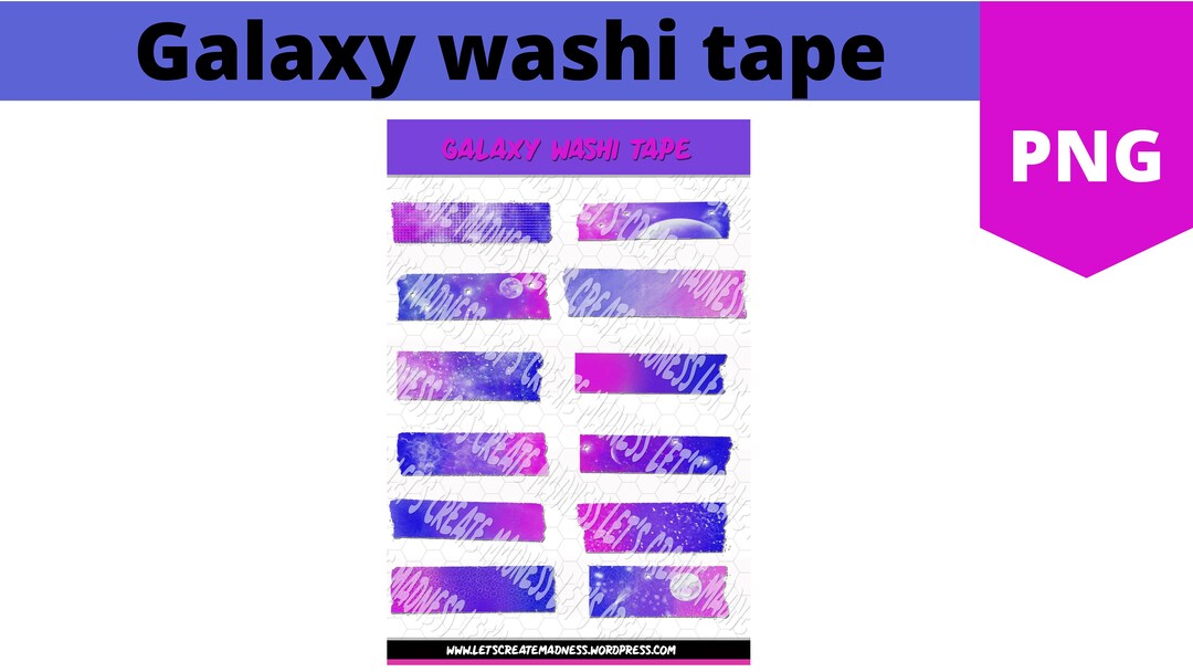 Digital Galaxy Washi Tape Png Printable Stickers Planner Stickers Png ...