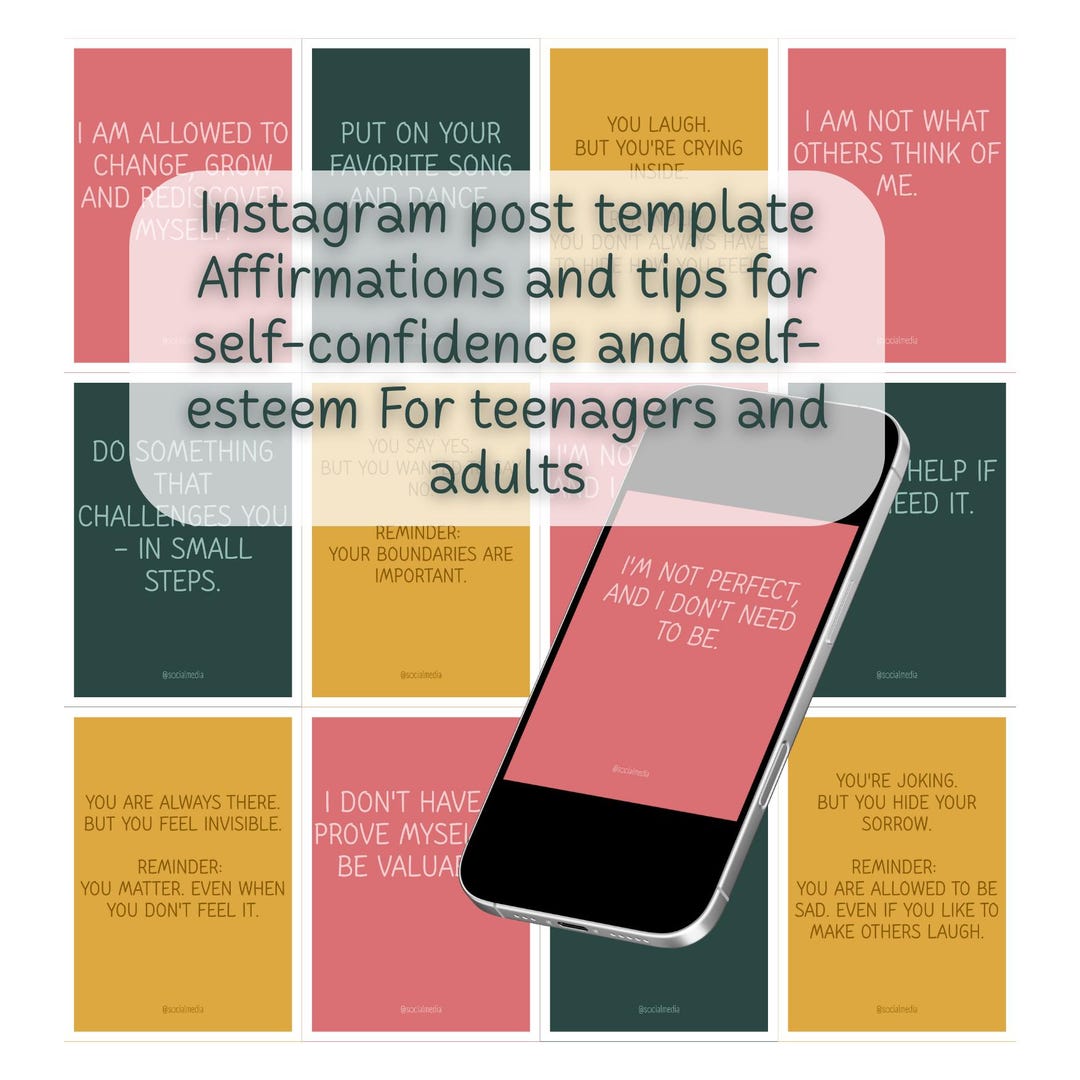 Teen Confidence Canva Template | Affirmations & Mental Health Instagram ...
