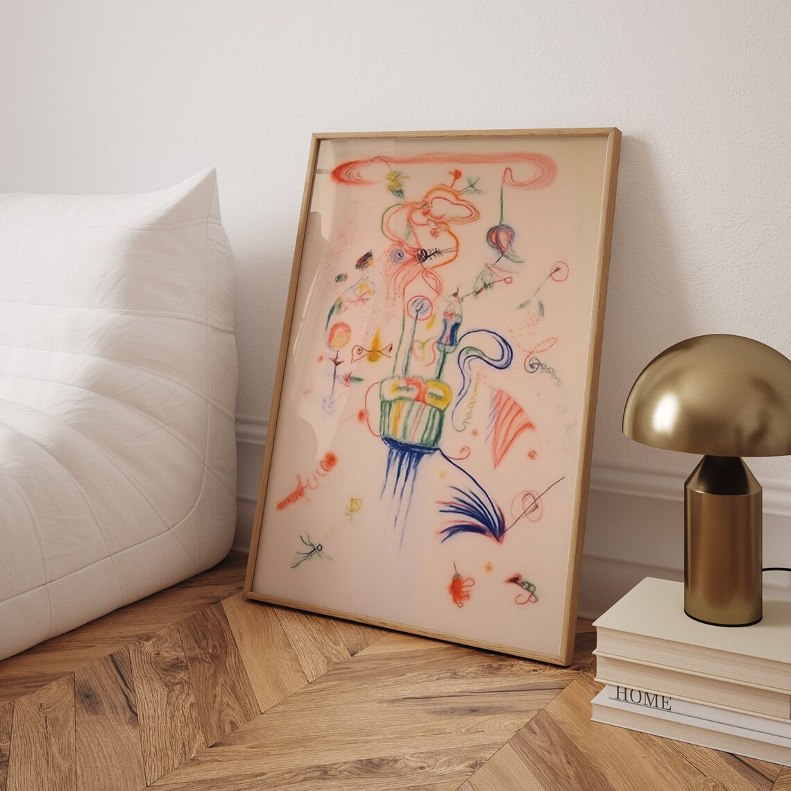 Pink Dreamscape Wall Decor, 70s Abstract Art Poster Unique Print for ...