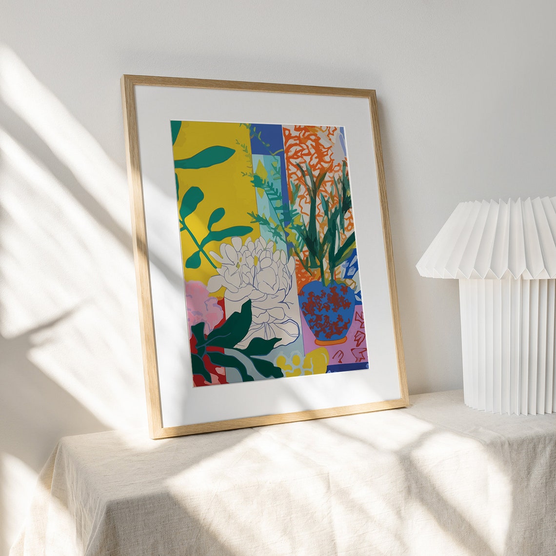 White Flowers Yellow Abstract Poster Henri Matisse Inspired ...