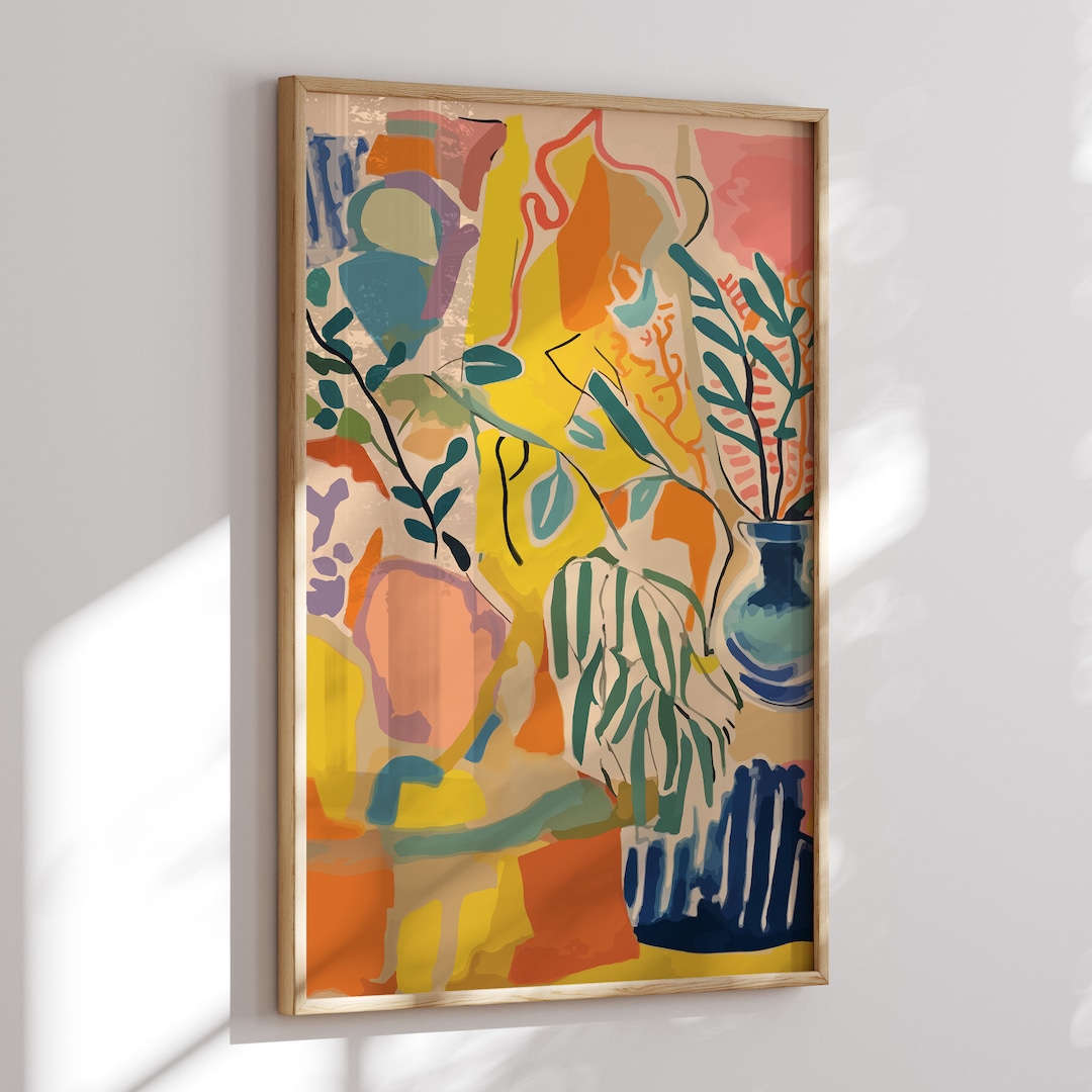 Orange Floral Abstract Art Poster - Henri Matisse Inspired Painting - Etsy