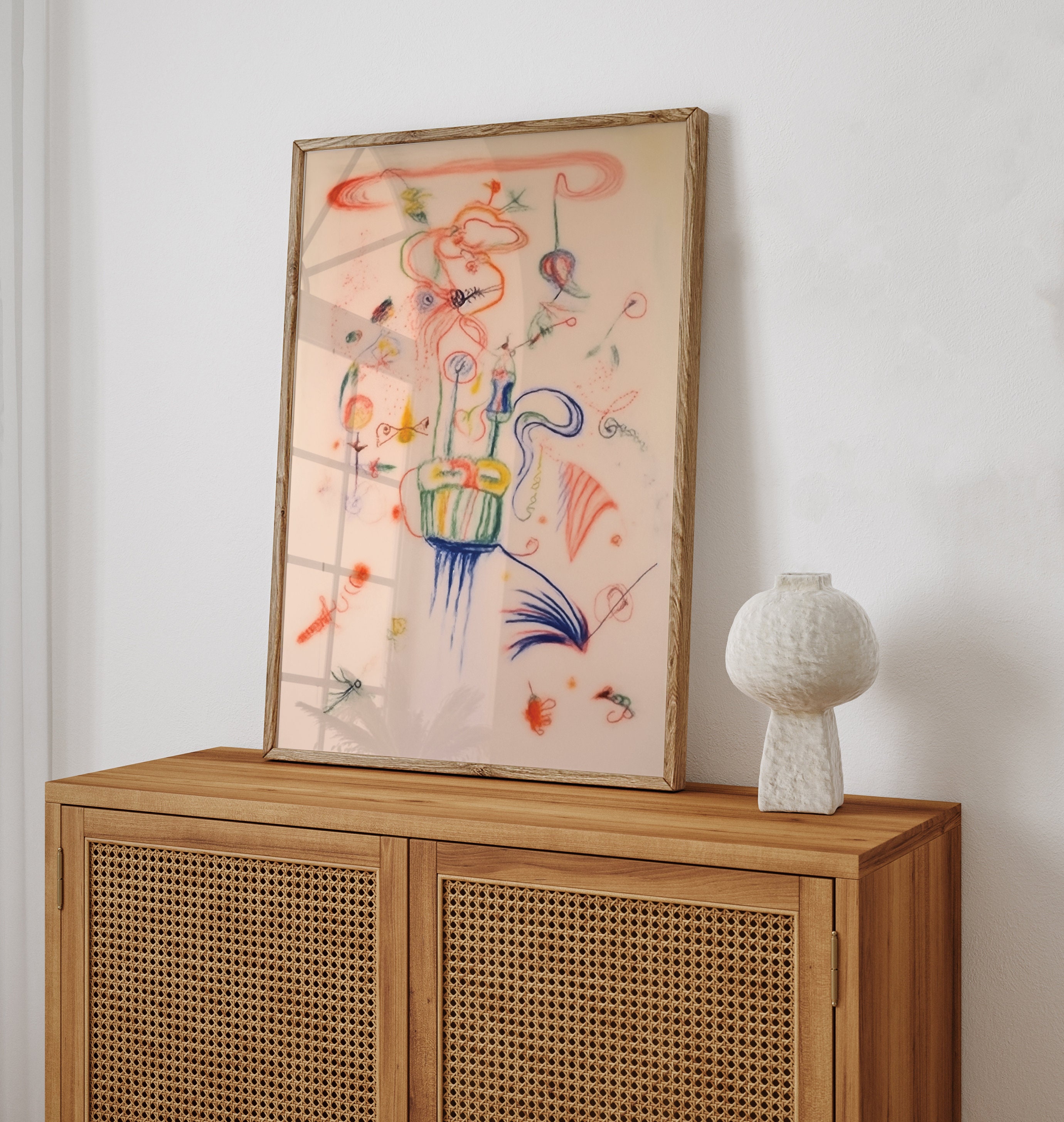 Pink Dreamscape Wall Decor, 70s Abstract Art Poster - Unique Print for ...
