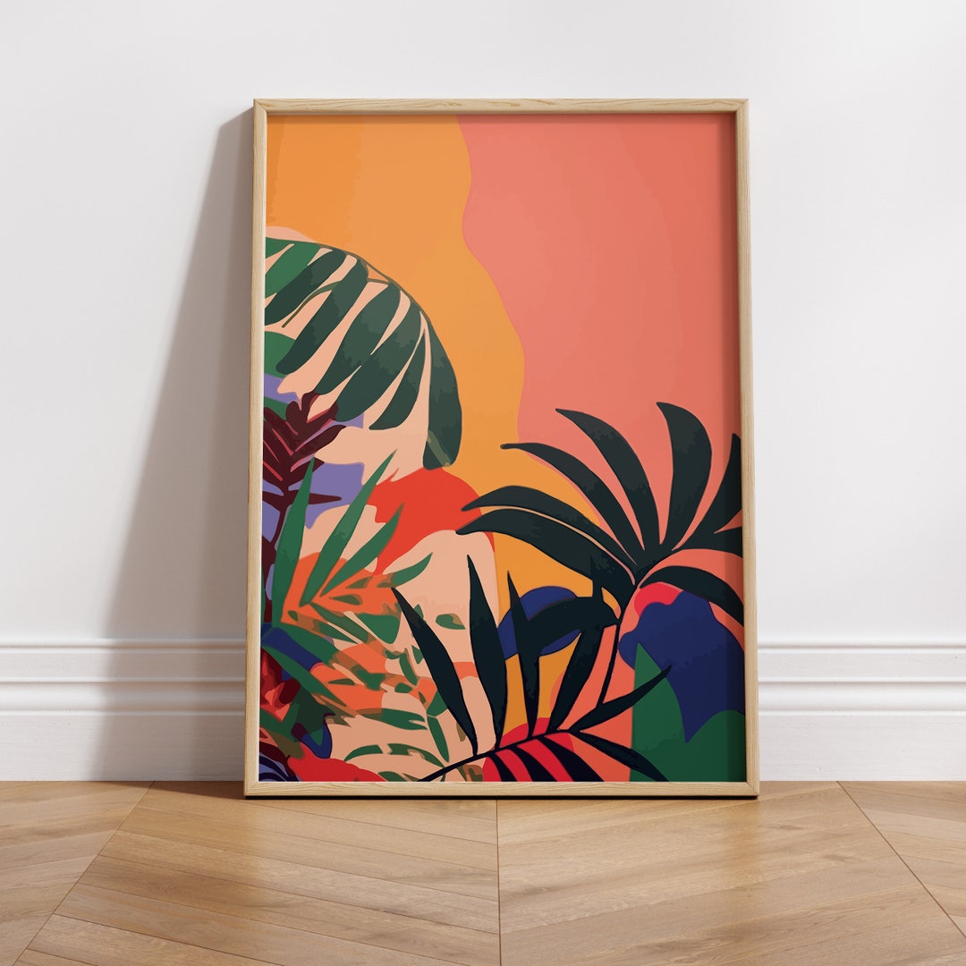 Tropical Palm Nature Poster - Boho Style Abstract Painting, Matisse ...