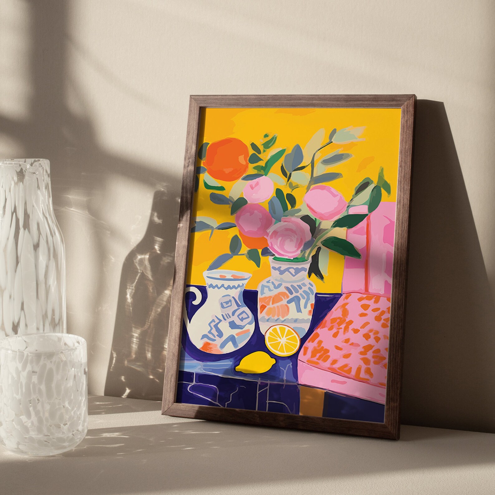 Kitsch Kitchen Floral Art Pink Roses in a Vase Painting Inspired by ...