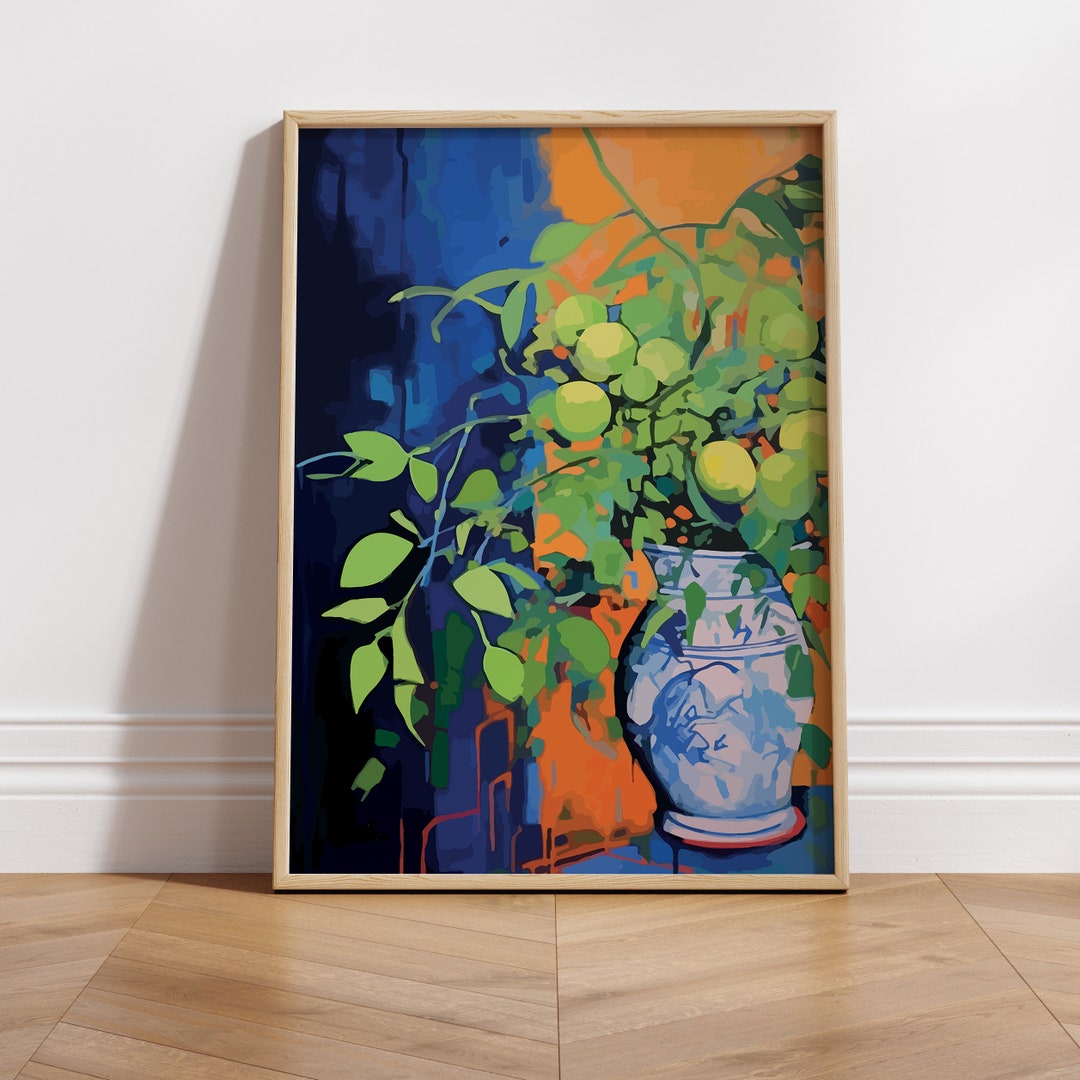 Dramatic Abstract Art Print - Lime Painting Inspired by Henri Matisse ...