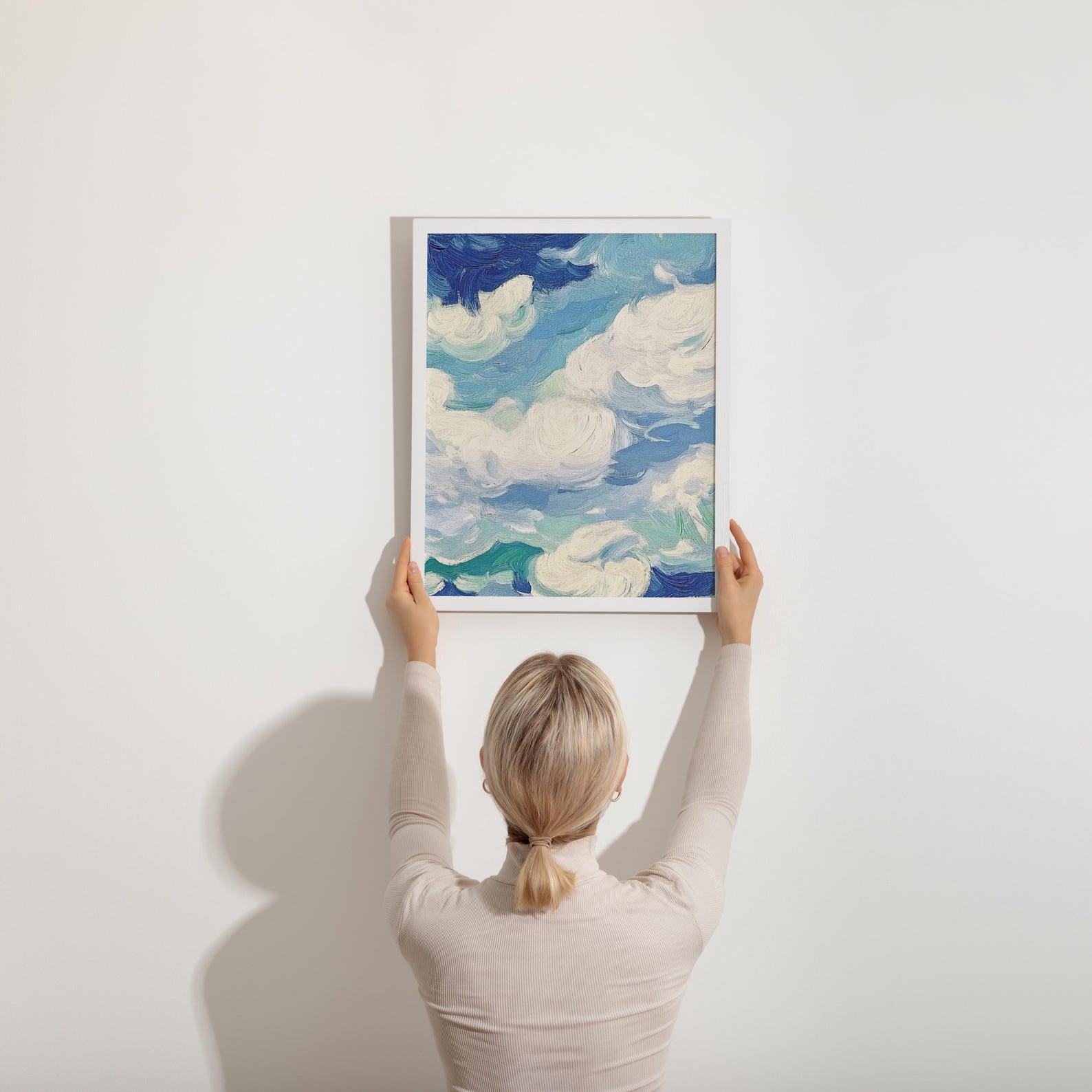 Cloudy Sky Abstract Art Poster - Vincent Van Gogh Inspired Baby Blue ...