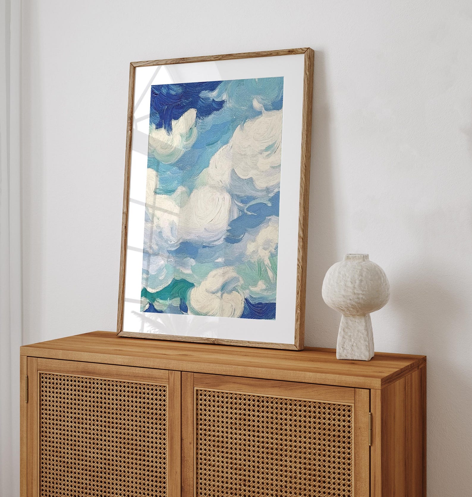 Cloudy Sky Abstract Art Poster - Vincent Van Gogh Inspired Baby Blue ...