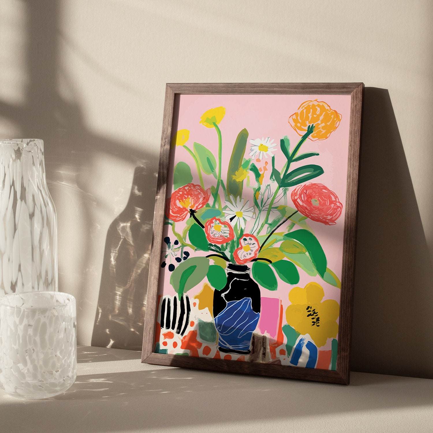 Flowers in Vase Abstract Painting Impressionism Art Print Inspired by ...