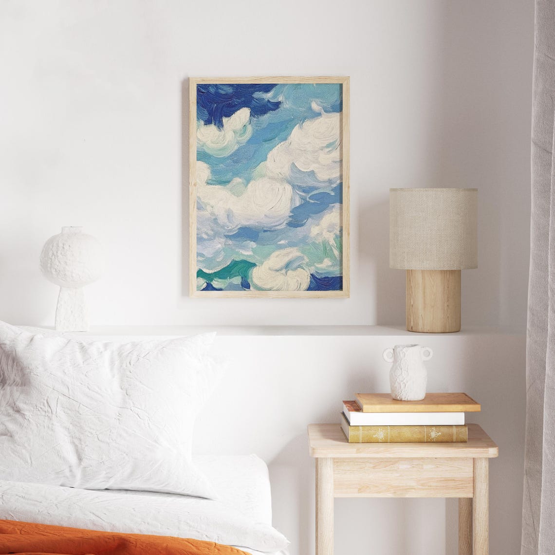 Cloudy Sky Abstract Art Poster - Vincent Van Gogh Inspired Baby Blue ...