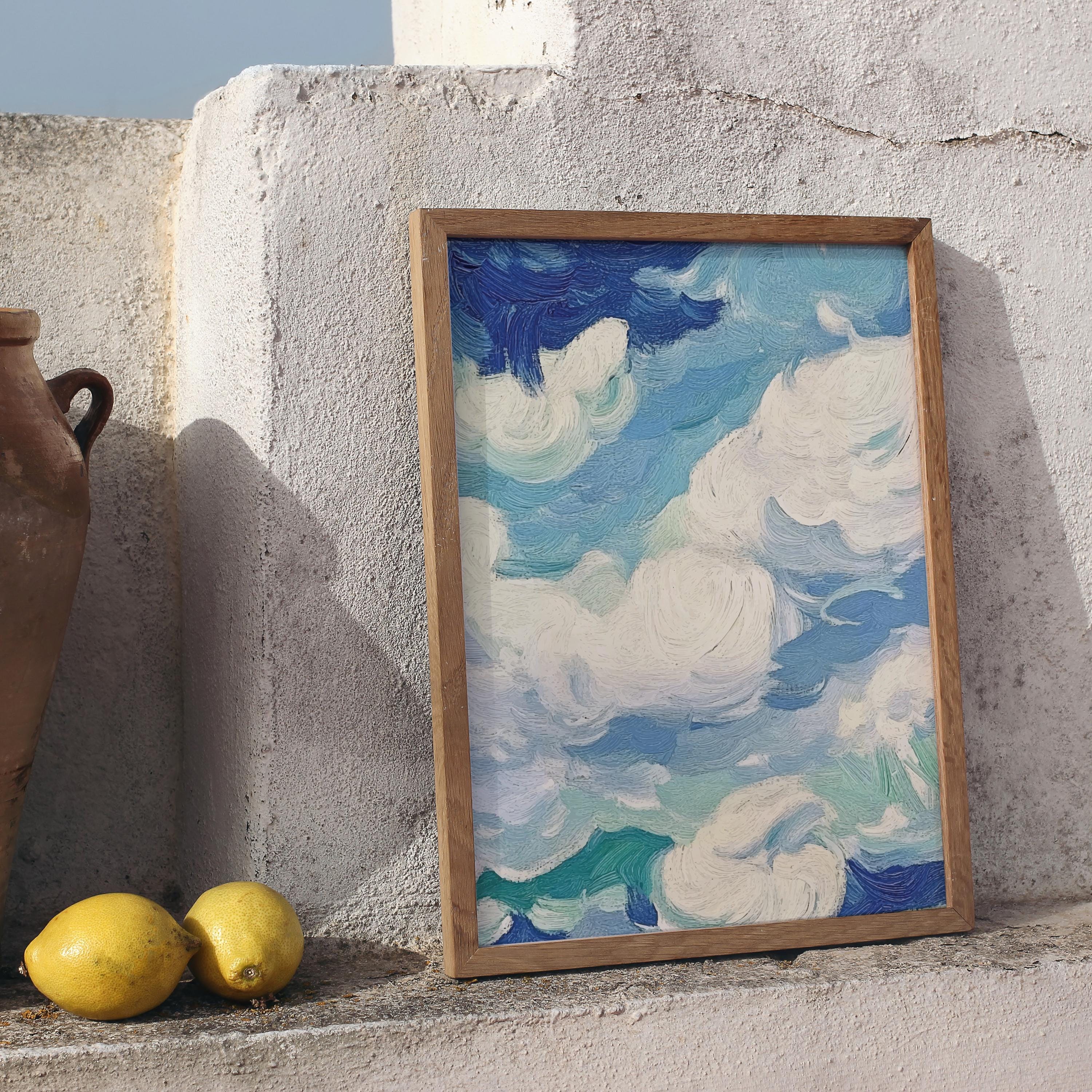 Cloudy Sky Abstract Art Poster - Vincent Van Gogh Inspired Baby Blue ...