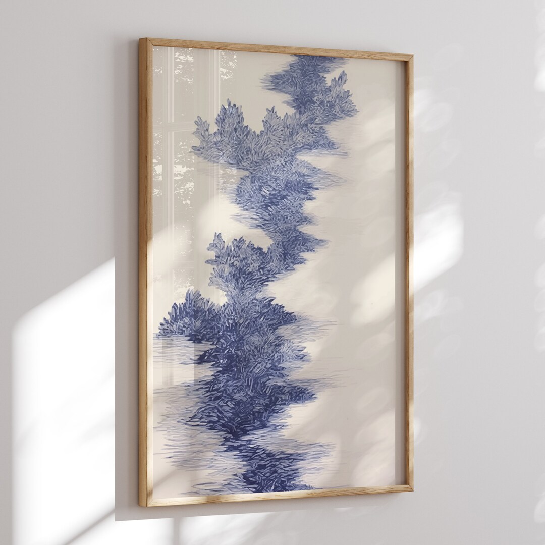 Blue Abstract Art Poster for Modern Minimalist Wall Décor - Etsy