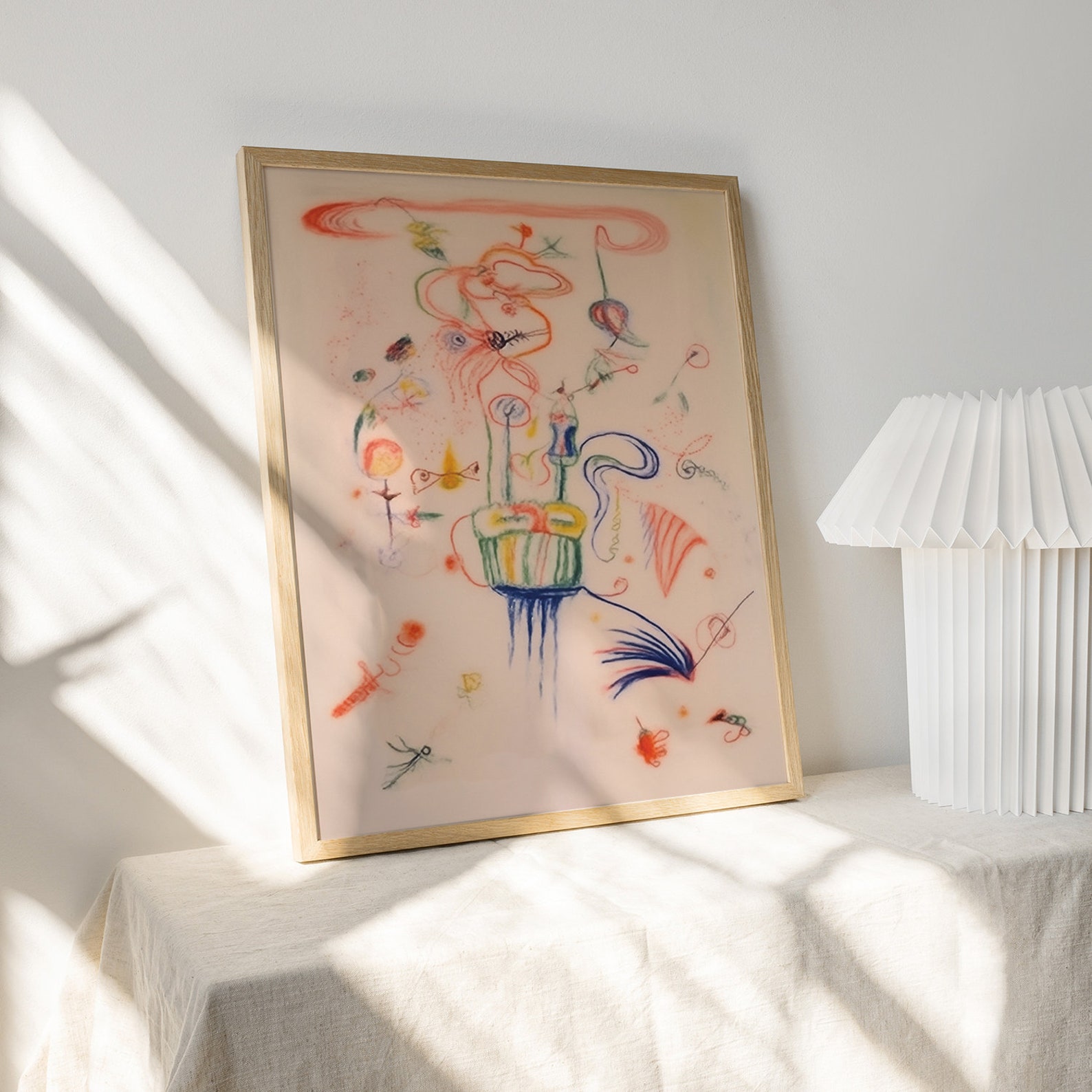 Pink Dreamscape Wall Decor, 70s Abstract Art Poster - Unique Print for ...