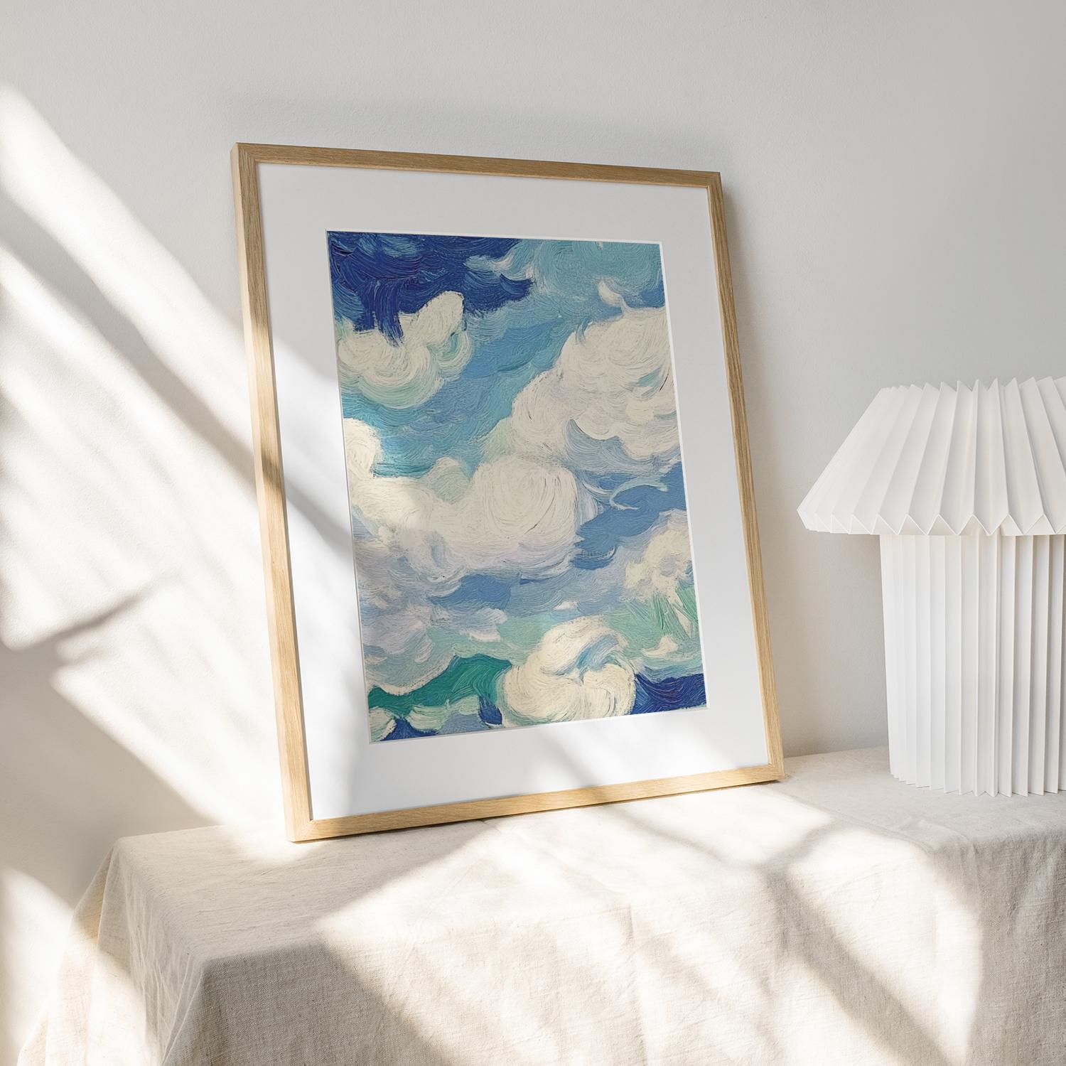 Cloudy Sky Abstract Art Poster - Vincent Van Gogh Inspired Baby Blue ...