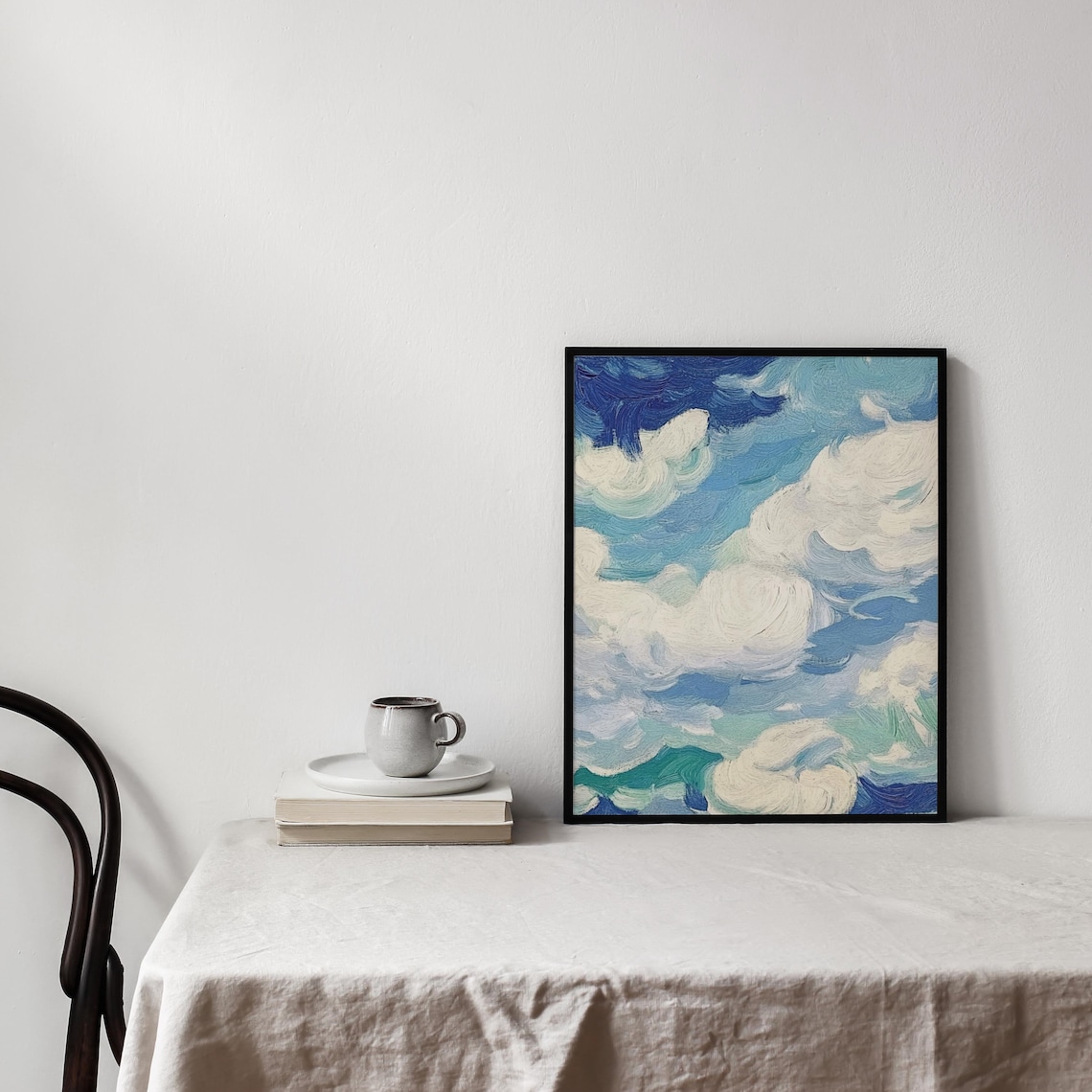 Cloudy Sky Abstract Art Poster - Vincent Van Gogh Inspired Baby Blue ...