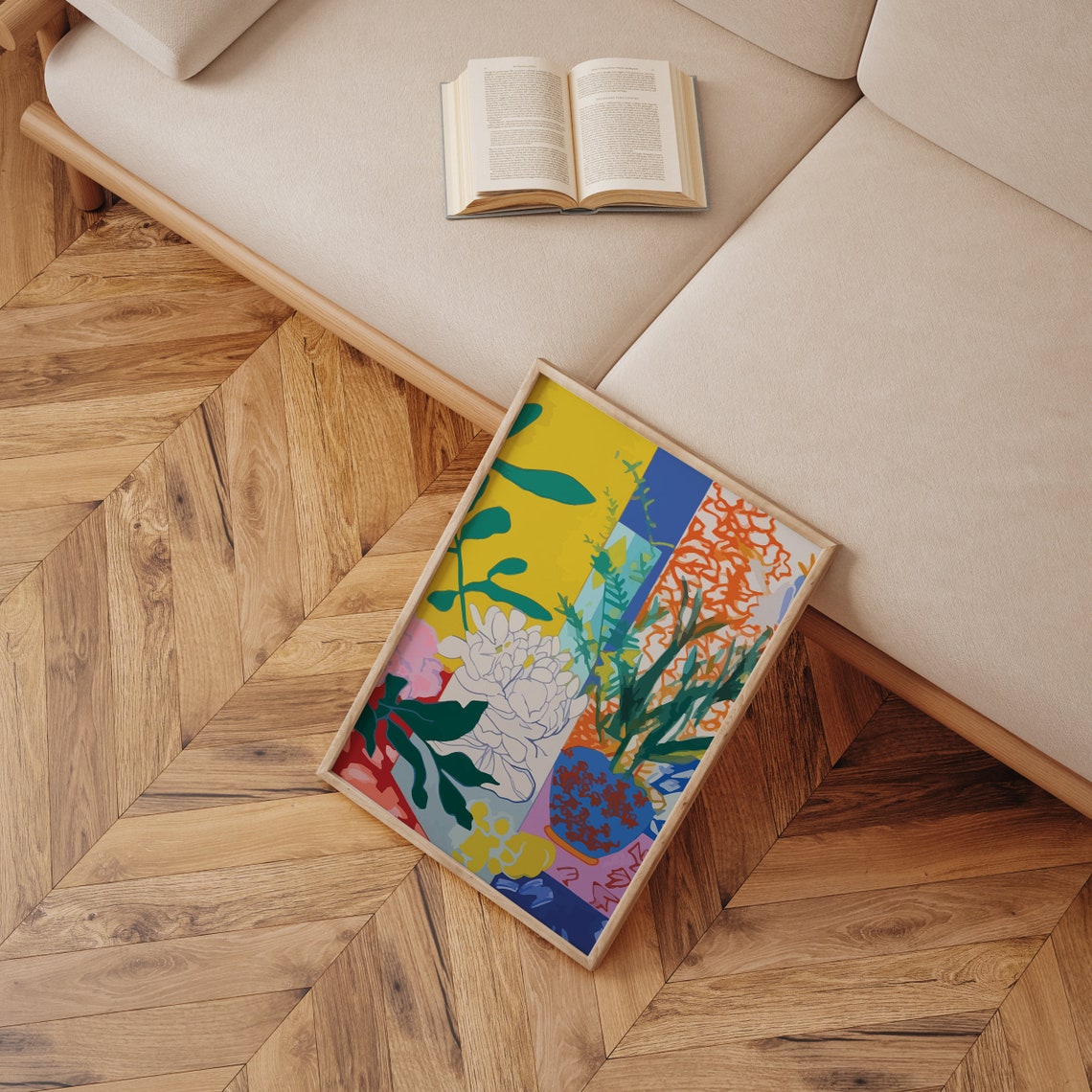 White Flowers Yellow Abstract Poster Henri Matisse Inspired ...