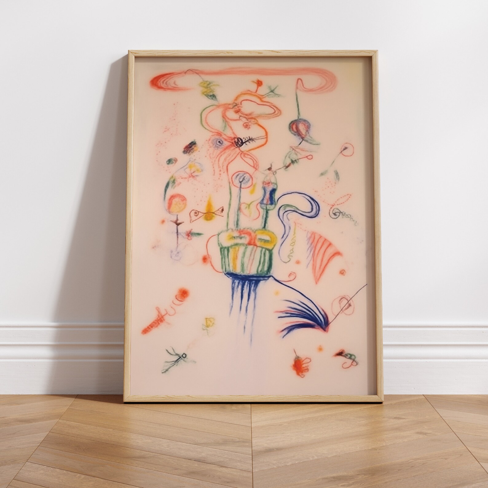 Pink Dreamscape Wall Decor, 70s Abstract Art Poster - Unique Print for ...