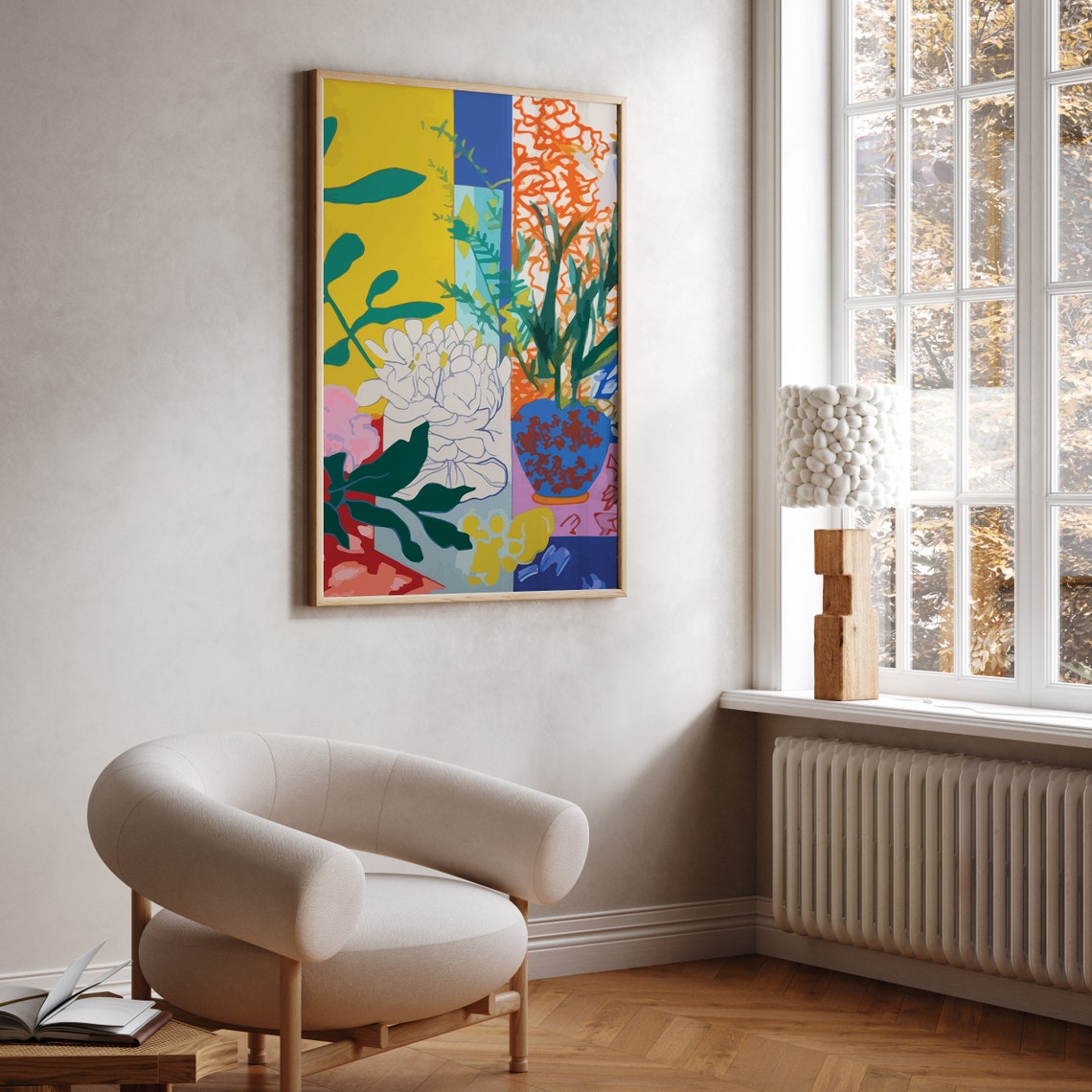 White Flowers Yellow Abstract Poster Henri Matisse Inspired ...