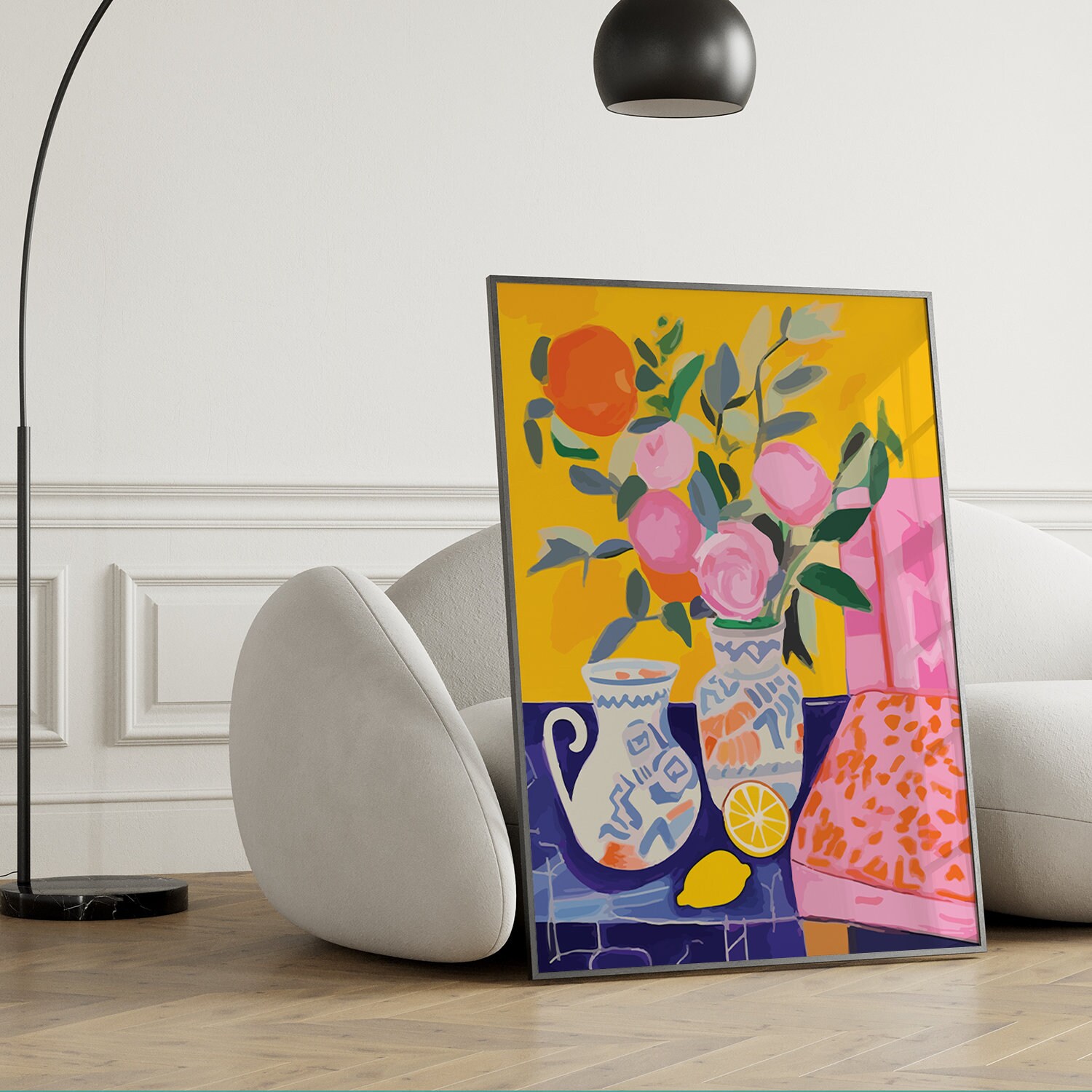 Kitsch Kitchen Floral Art Pink Roses in a Vase Painting Inspired by ...