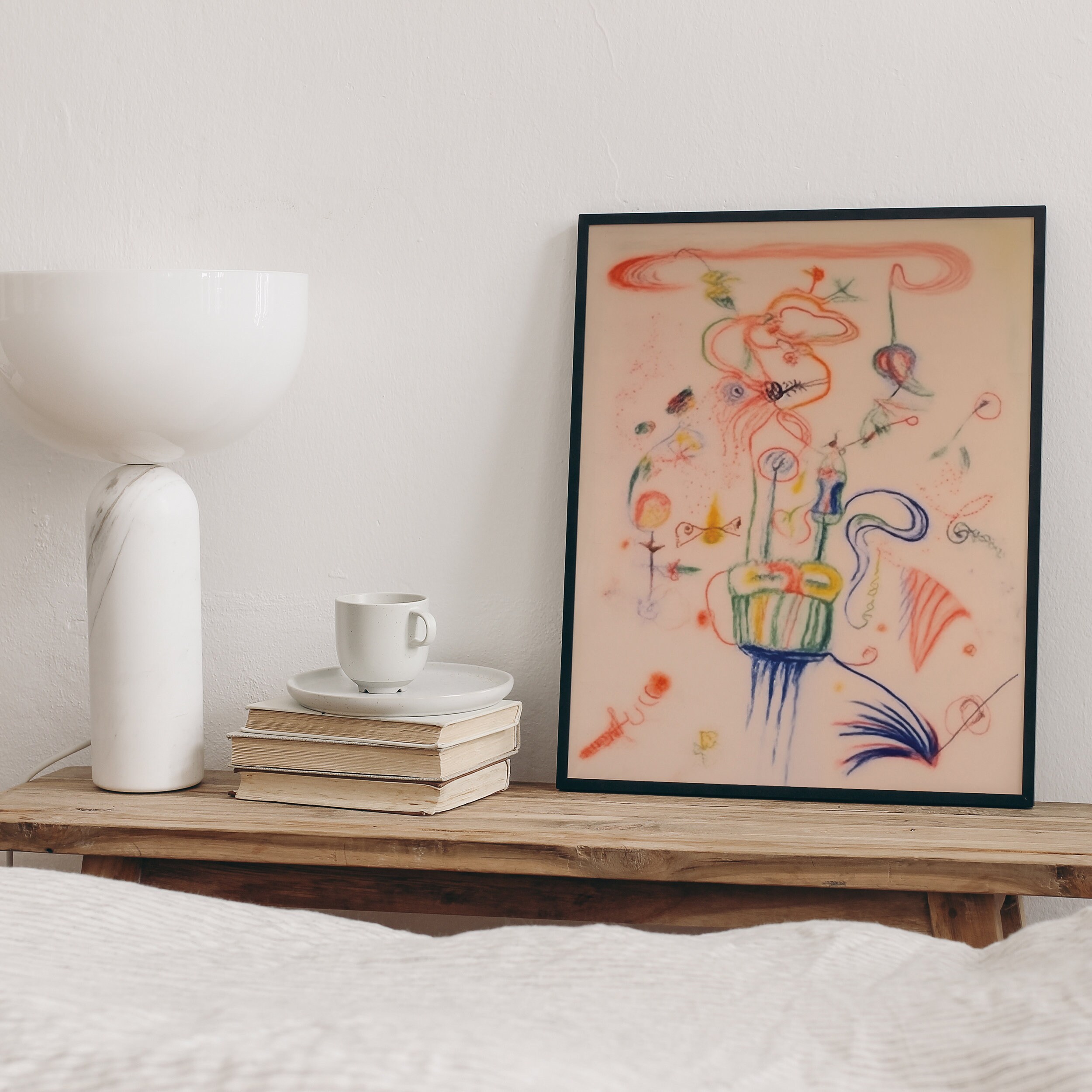 Pink Dreamscape Wall Decor, 70s Abstract Art Poster Unique Print for ...