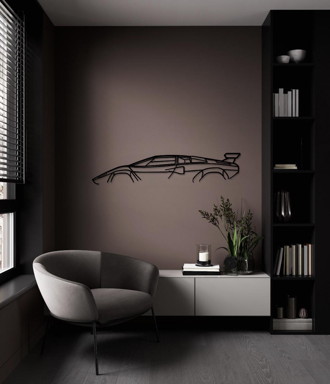 Countach Silhouette Metal Car Wall Art: Garage Decor - Etsy