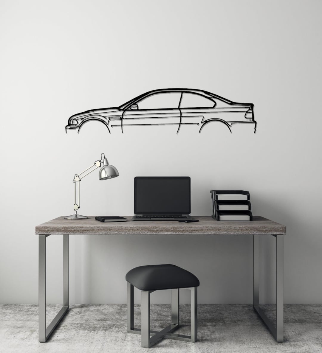 E46 M3 Silhouette Car Metal Wall Art, Car Garage Wall Decor, Automotive ...