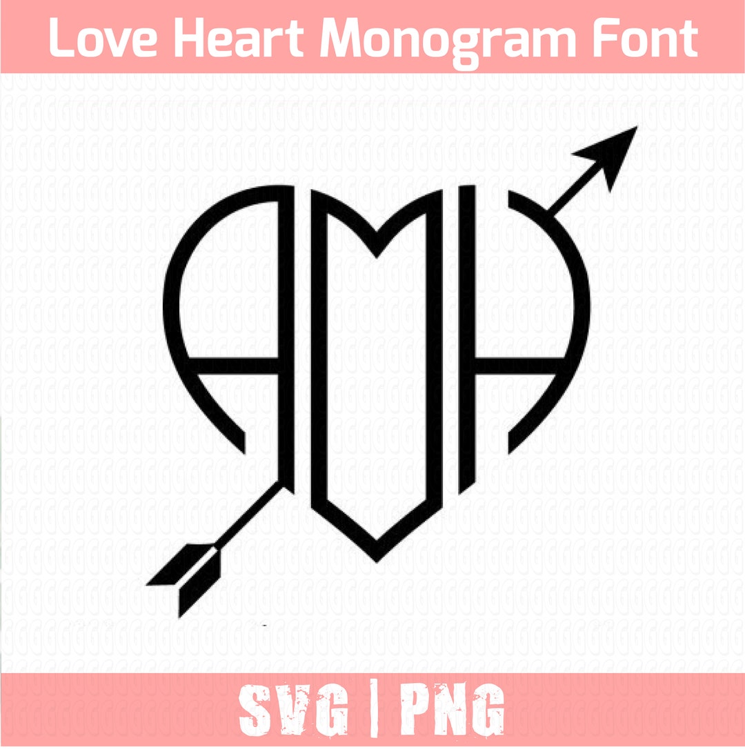 Love Heart Monogram Font Svg, Heart Svg Bundle, Enjoy 50% off When You ...