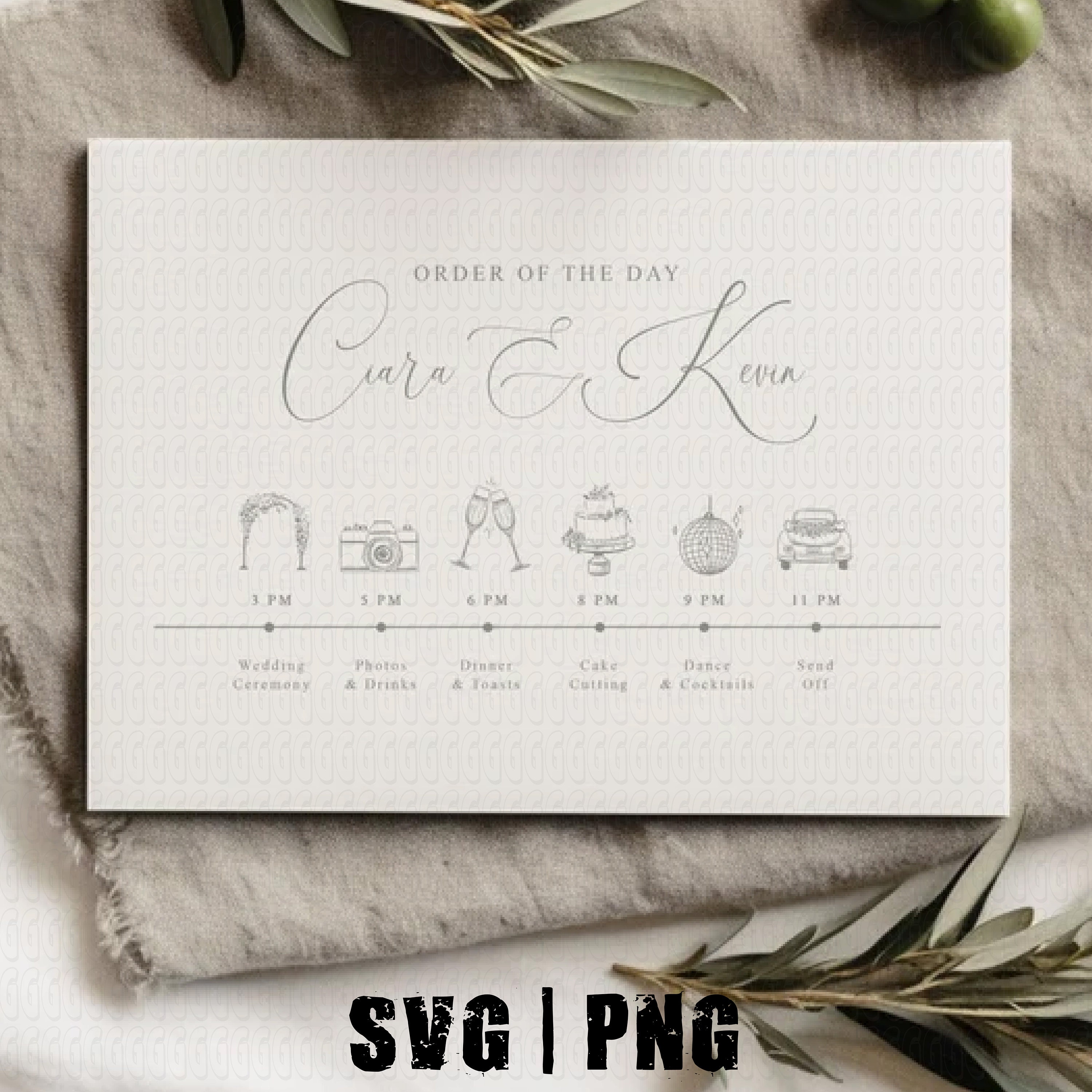 Hand Drawn Wedding Timeline Icons SVG & PNG Files Wedding Clip Art ...