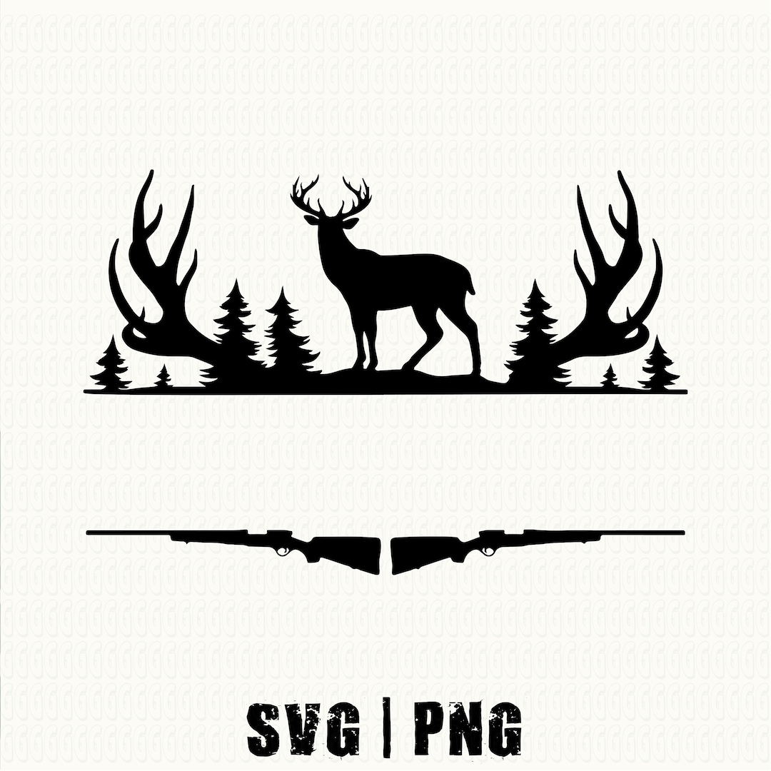 Deer Hunting Frame SVG, Deer Svg, Hunting Svg, Rifle Svg, Pine Tree ...