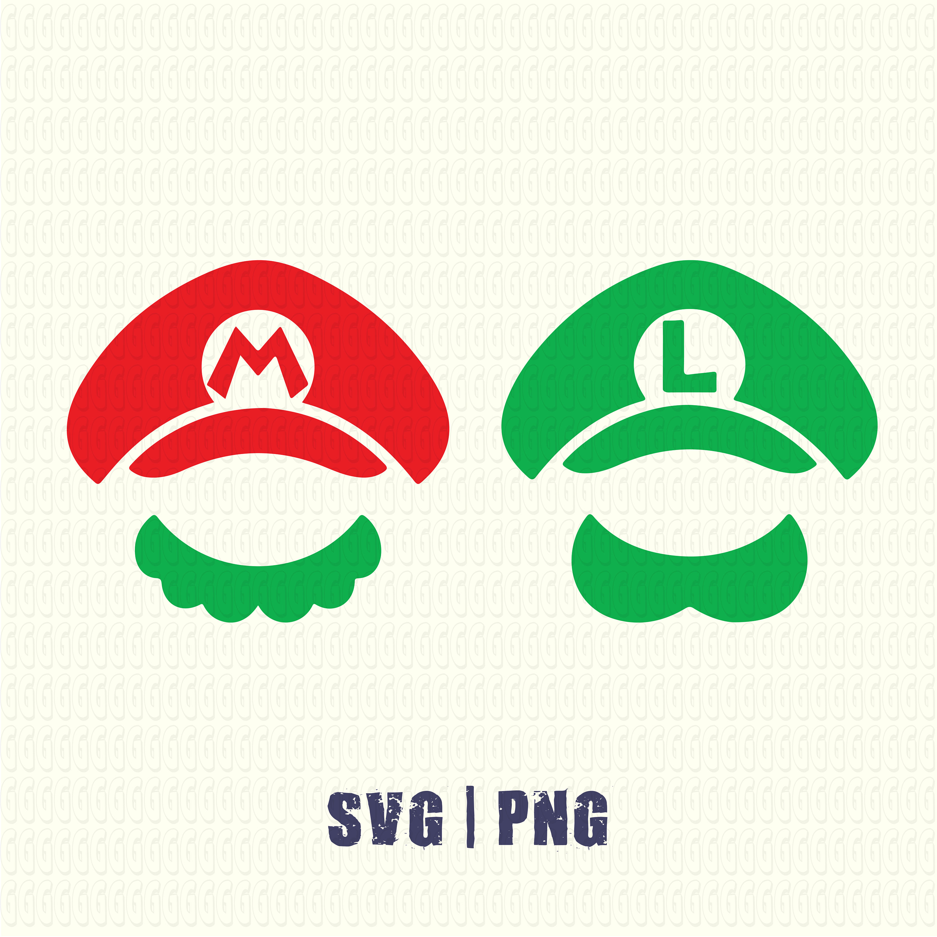 Mario Luigi Hat and Mustache Layered SVG PNG Silhouette - Etsy