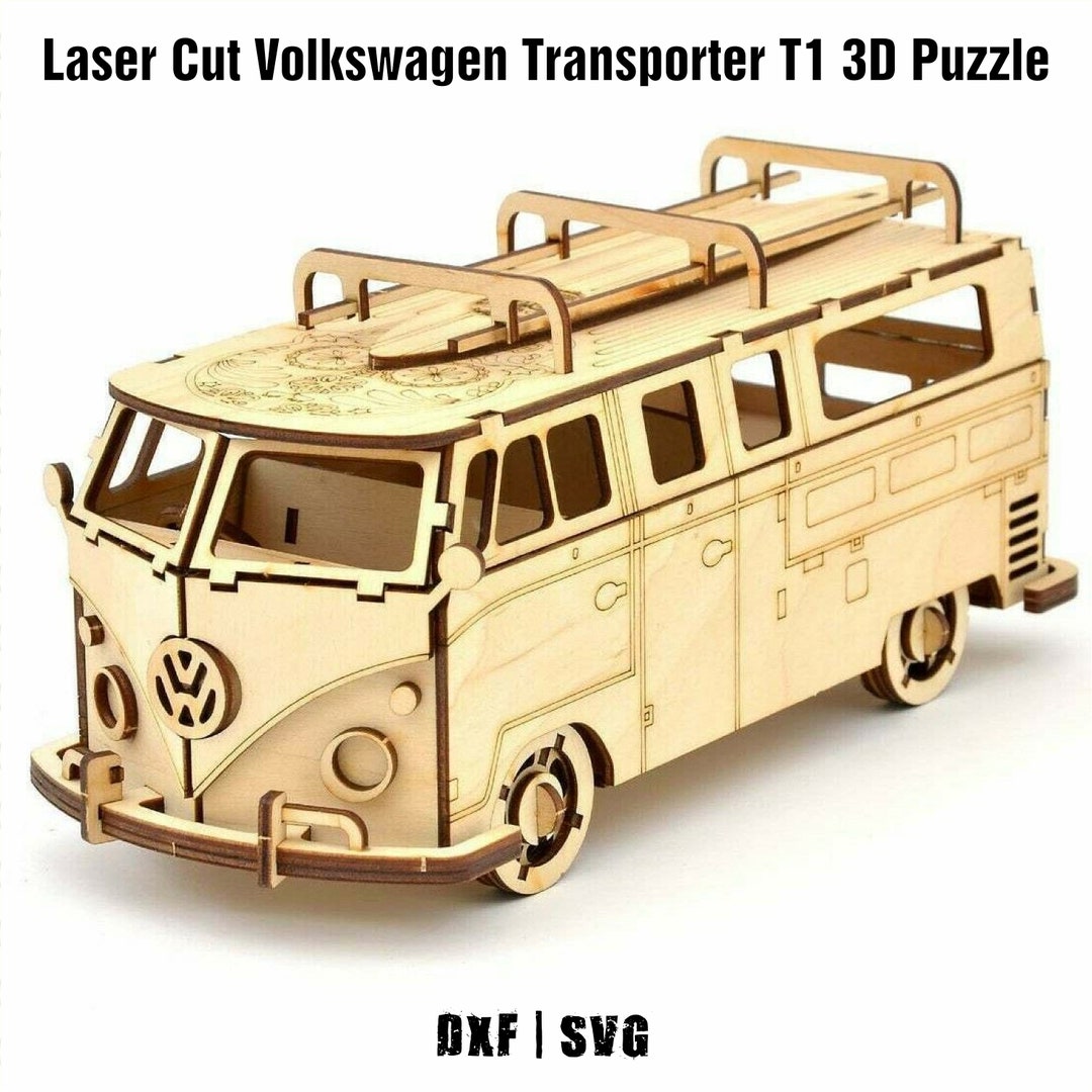 Woswos Car 3D Model, Laser Cut Volkswagen Transporter, Bus Car 3D Model ...