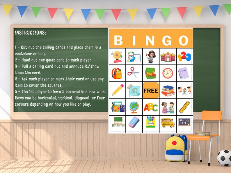Back-to-school Bingo Printable Game, 30 Unique Bingo Cards, School ...