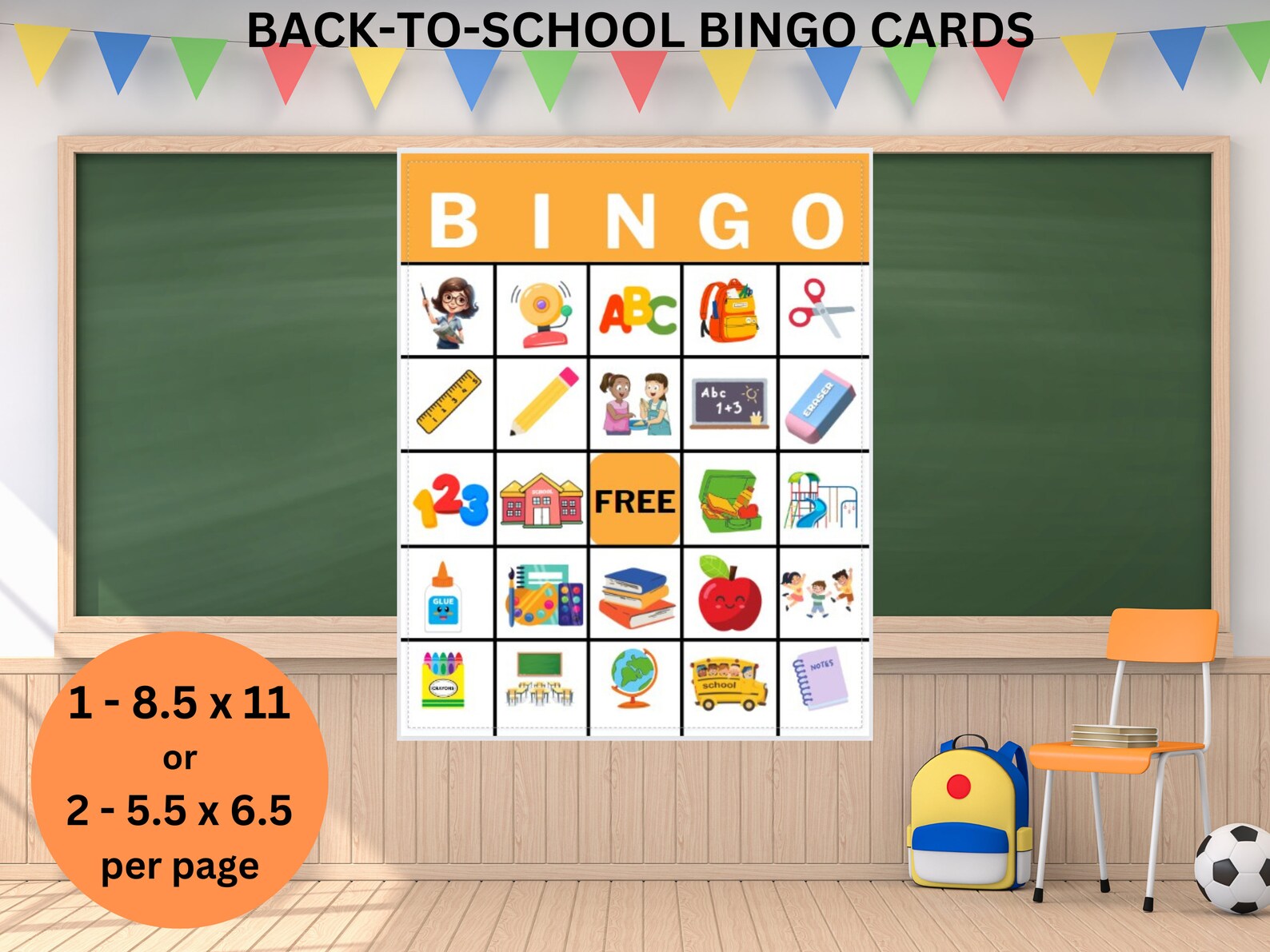 Back-to-school Bingo Printable Game, 30 Unique Bingo Cards, School ...