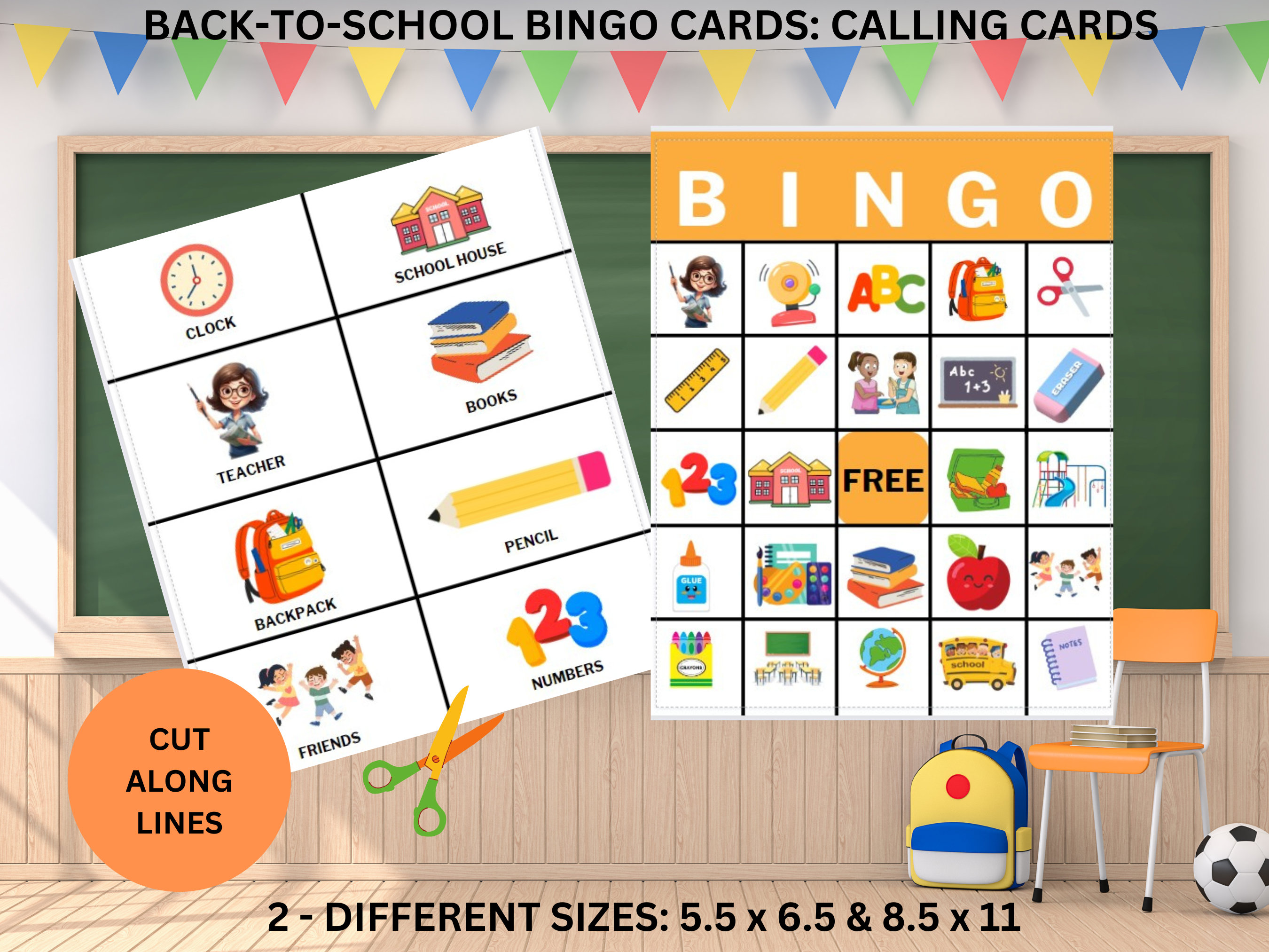Back-to-school Bingo Printable Game, 30 Unique Bingo Cards, School ...