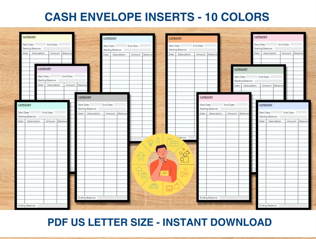 Cash Envelope Inserts, Cash Envelope Tracker, Money Tracker, Spending ...