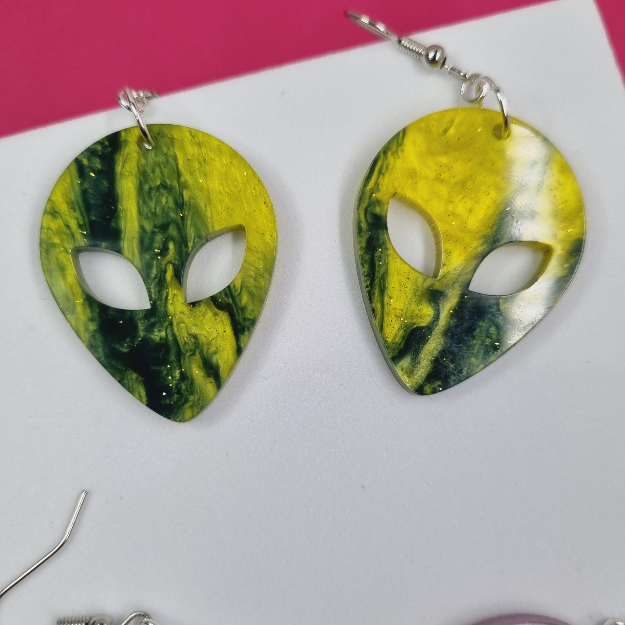 Alien Head Earrings - | Handmade Dangle Ear Accessories | Galaxy ...