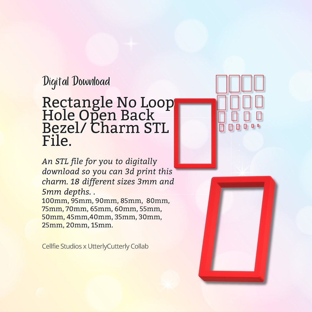 Rectangle 1 Open Back Bezel STL File Digital Download 18 - Etsy