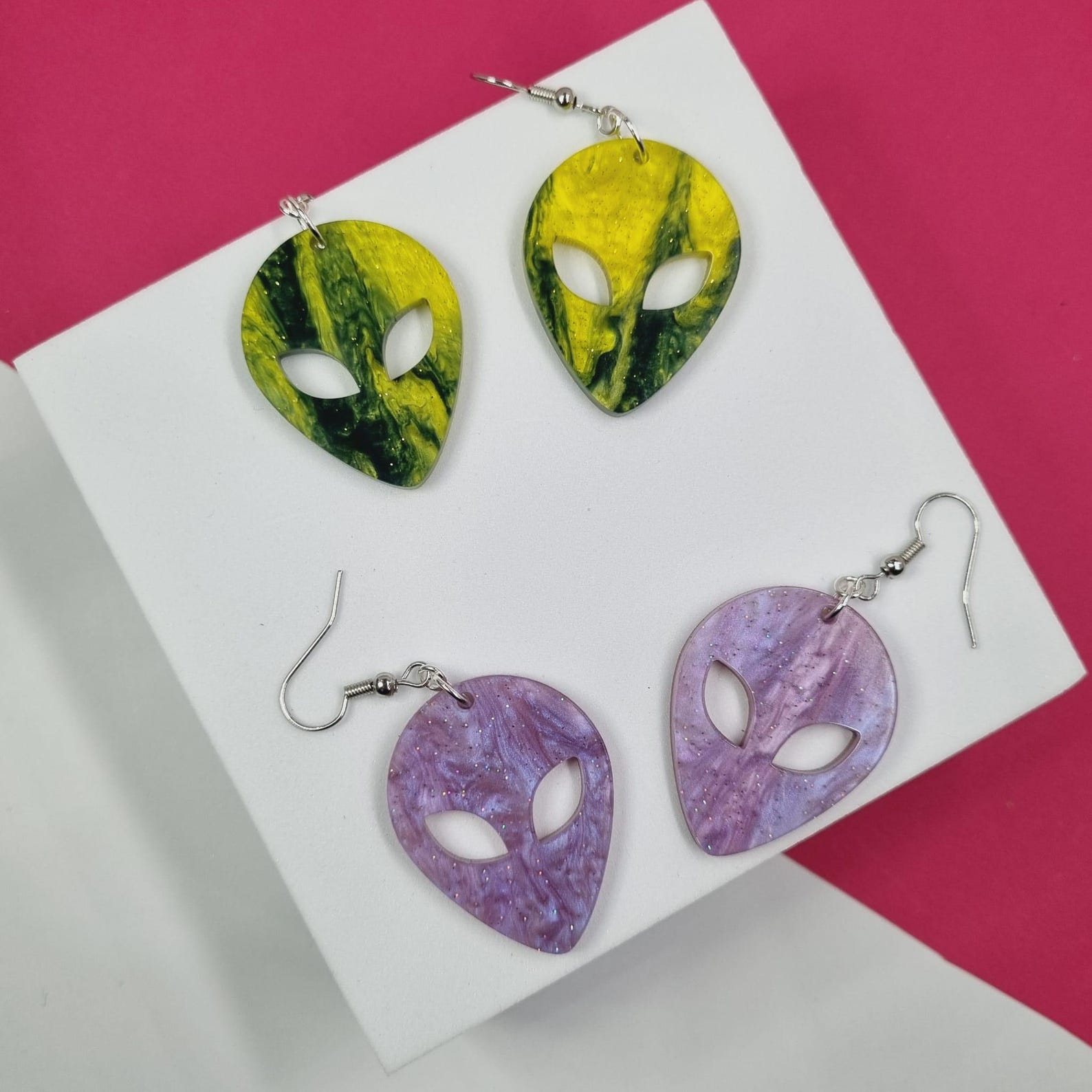 Alien Head Earrings - | Handmade Dangle Ear Accessories | Galaxy ...