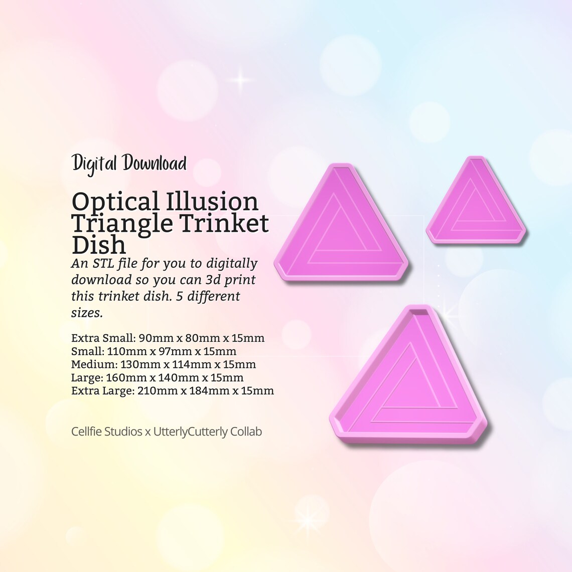Optical Illusion Triangle Trinket Dish STL File Digital Download 5 ...