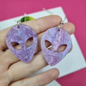 Alien Head Earrings - | Handmade Dangle Ear Accessories | Galaxy ...