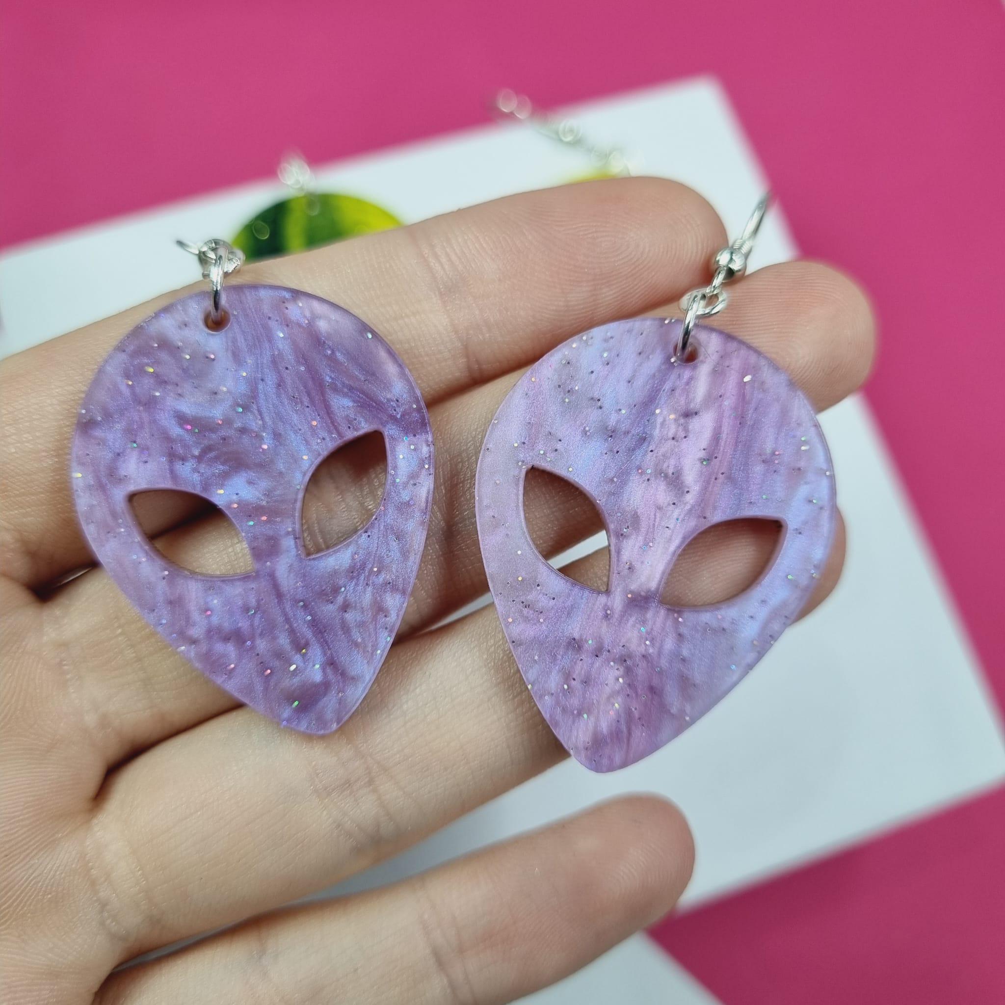 Alien Head Earrings - | Handmade Dangle Ear Accessories | Galaxy ...