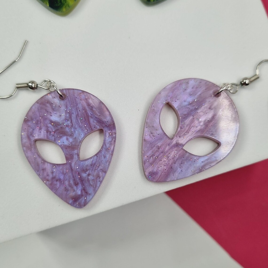 Alien Head Earrings - | Handmade Dangle Ear Accessories | Galaxy ...