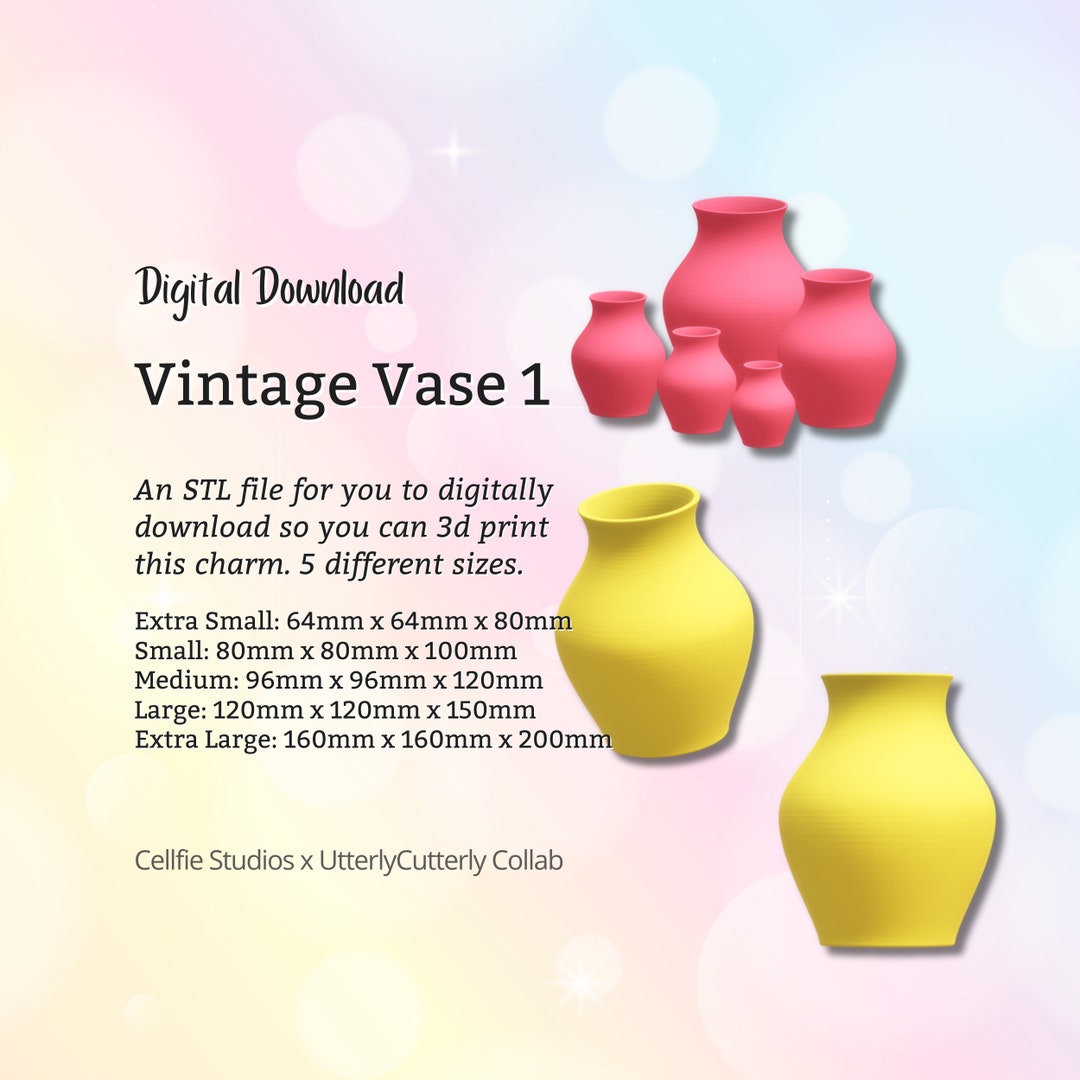 Vintage Vase 1 STL File Digital Download 5 Sizes Homeware, Minimalist ...