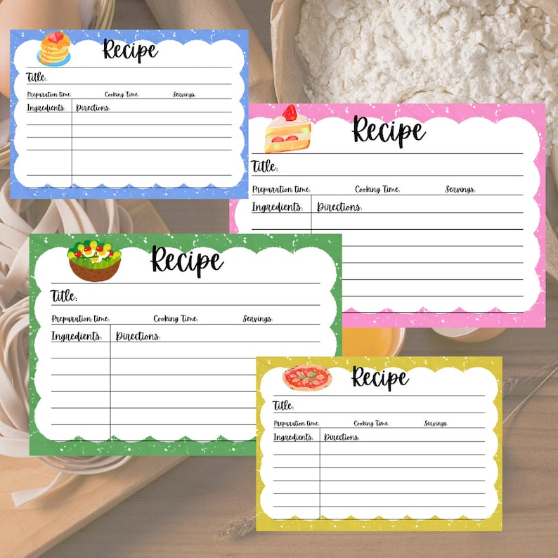 Printable Recipe Cards - Etsy