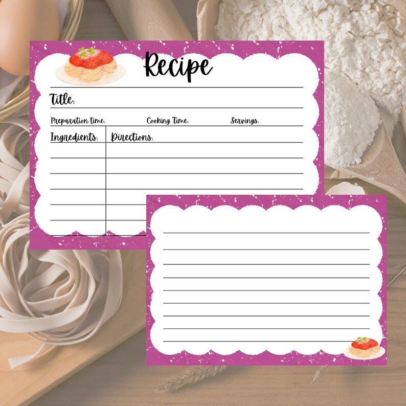 Printable Recipe Cards - Etsy