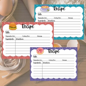 Printable Recipe Cards - Etsy