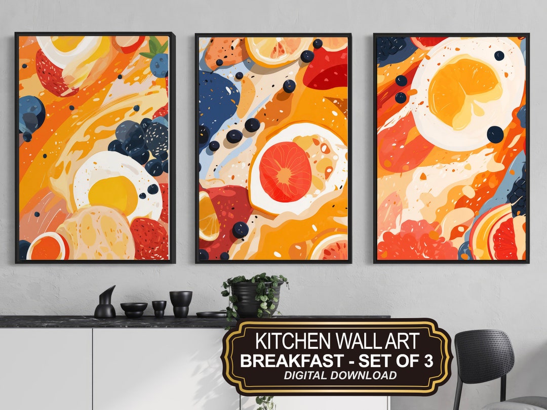 Breakfast Food Art Print Set: Modern Kitchen Decor (digital Download ...