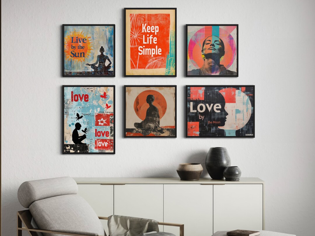 Yoga Meditation Poster Home Gym | Set of 6 | Spiritual Minimalist Zen ...