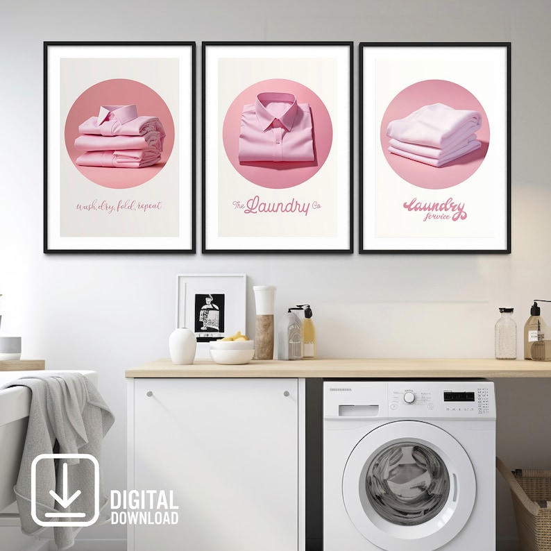 Laundry Room Set of 3 Pastel Colors Art Print Wall Decor Photo, Instant ...