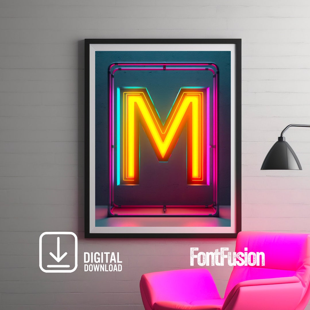 Cool Yellow & Pink Neon Lettering Type M Letter Neon Sign - Etsy